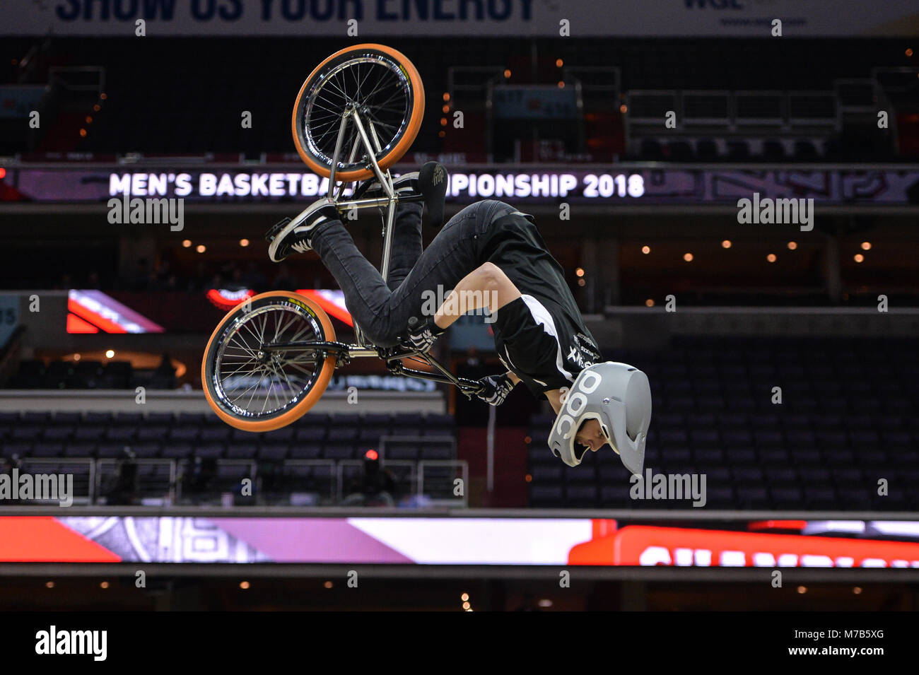Washington, DC, USA. 9th Mar, 2018. A BMX rider entertains the crowd at ...