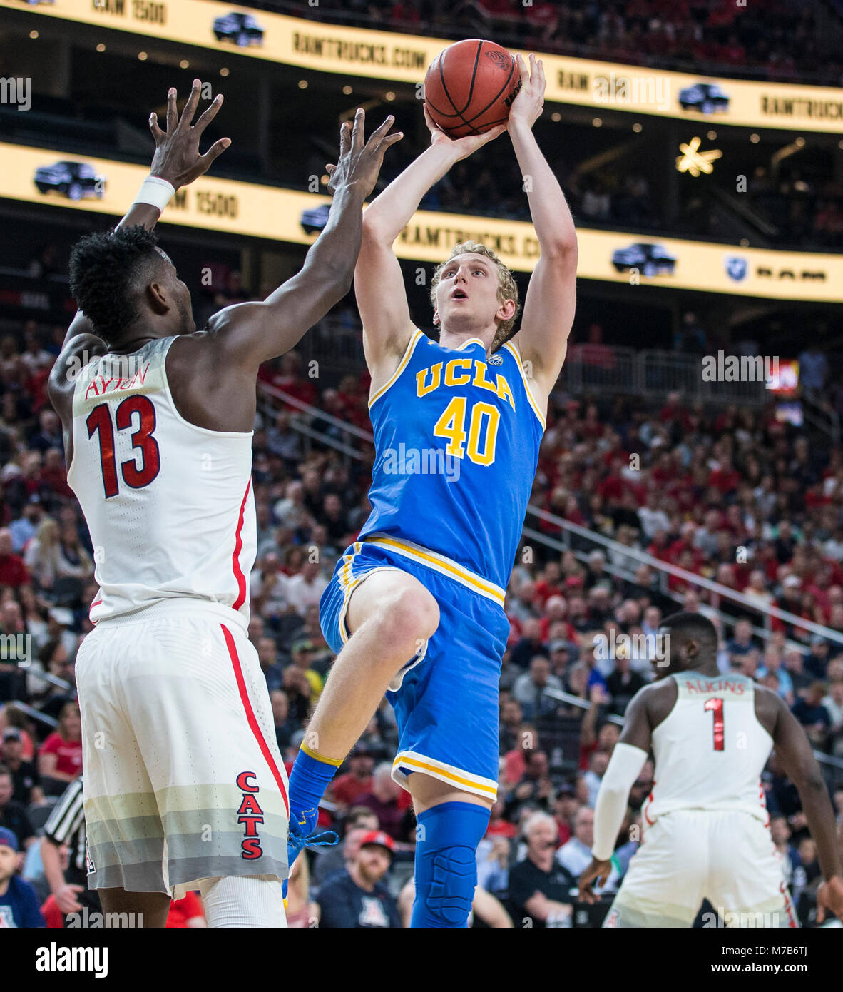 Mar 09 2018 Las Vegas, NV, U.S.A. UCLA center Thomas Welsh (40) scored ...