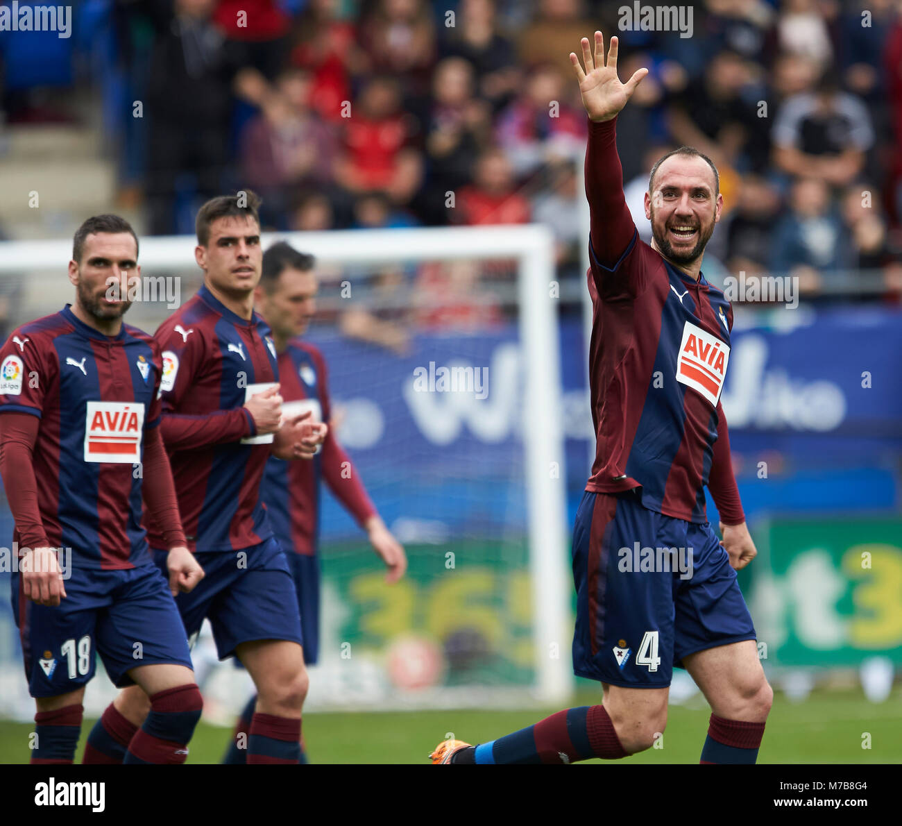 Eibar, Spain. 10th Mar, 2018. (4) Ivan Ramis celebrate goal during the ...