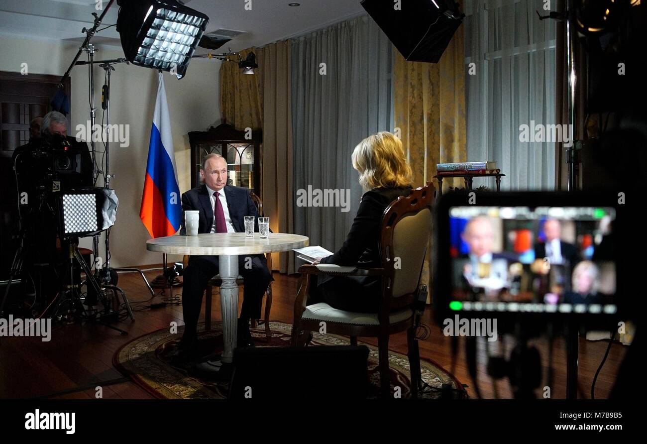Russian President Vladimir Putin during a television interview with NBC ...