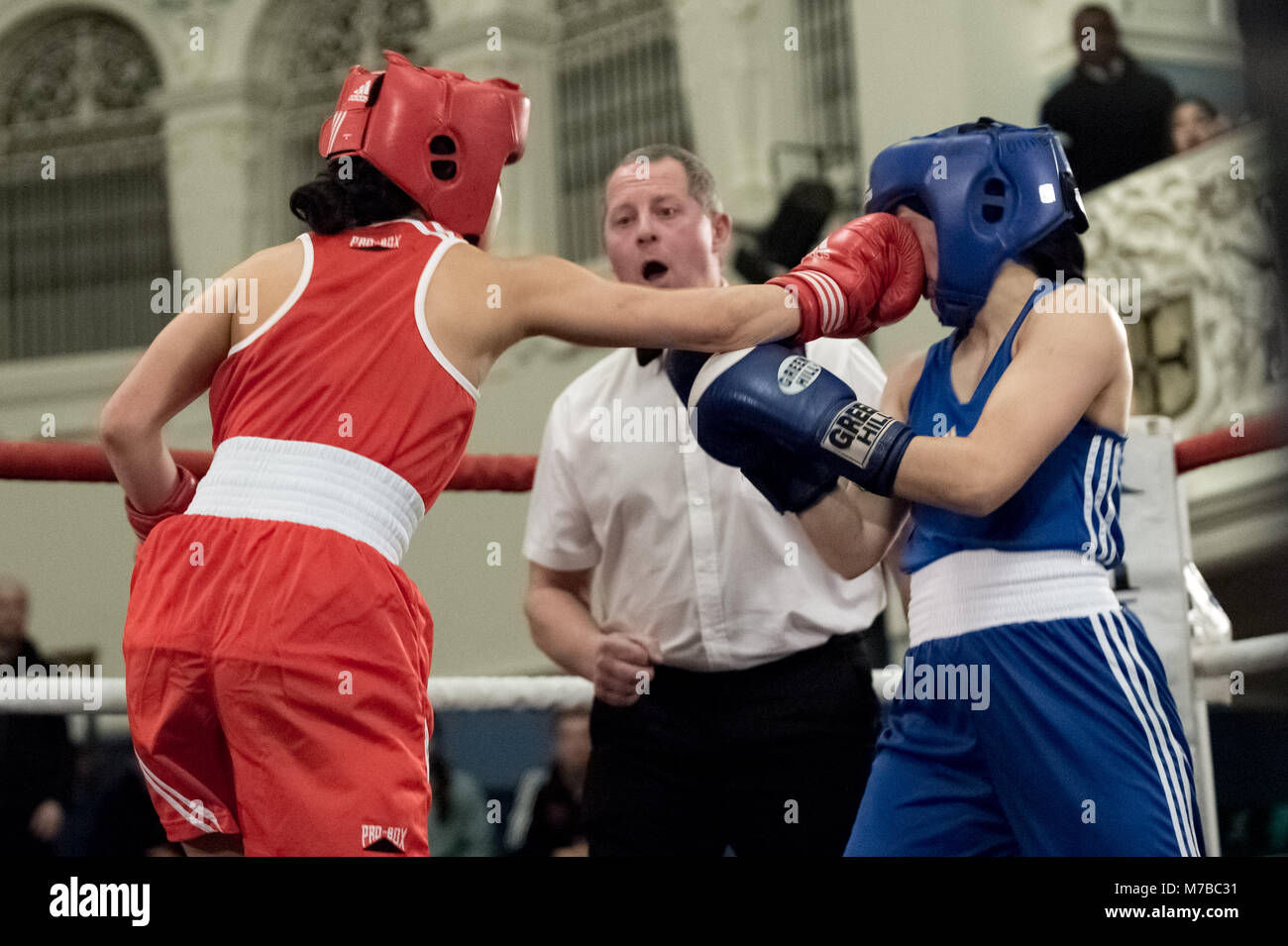 Oxford, UK. 9th March, 2018. Lara K (Blue, Oxford) v Claudia Tam (Red ...