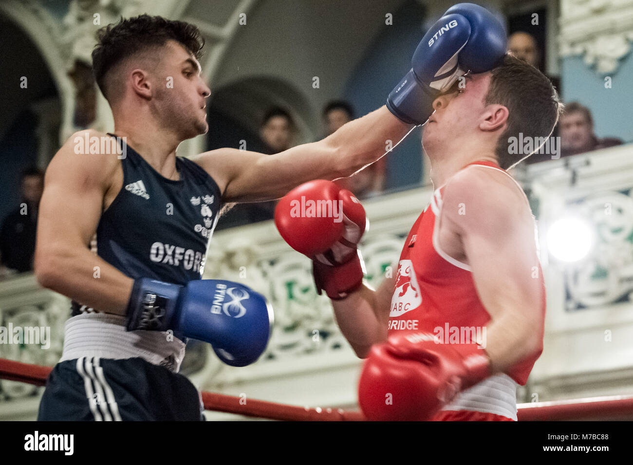 Oxford, UK. 9th March, 2018. Alec Murphy (Blue, Oxford) v Alex Soilev ...