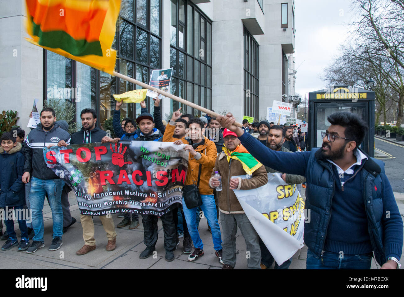 London, UK 10th March 2018. A national Sri Lankan Muslim protest and ...