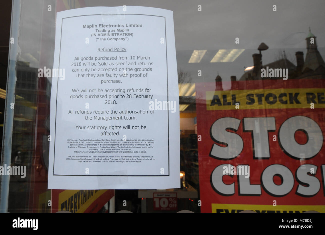 Sheffield, South Yorkshire, UK. 10th March 2018. Maplin store in ...