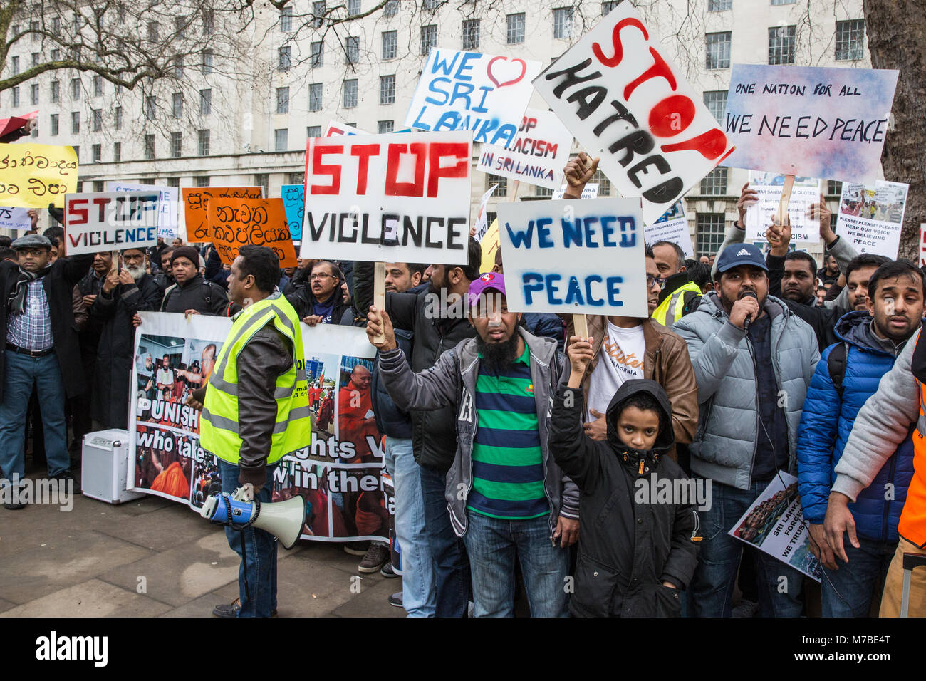 London, UK. 10th March, 2018. Members of the UK's Sri Lankan Muslim ...