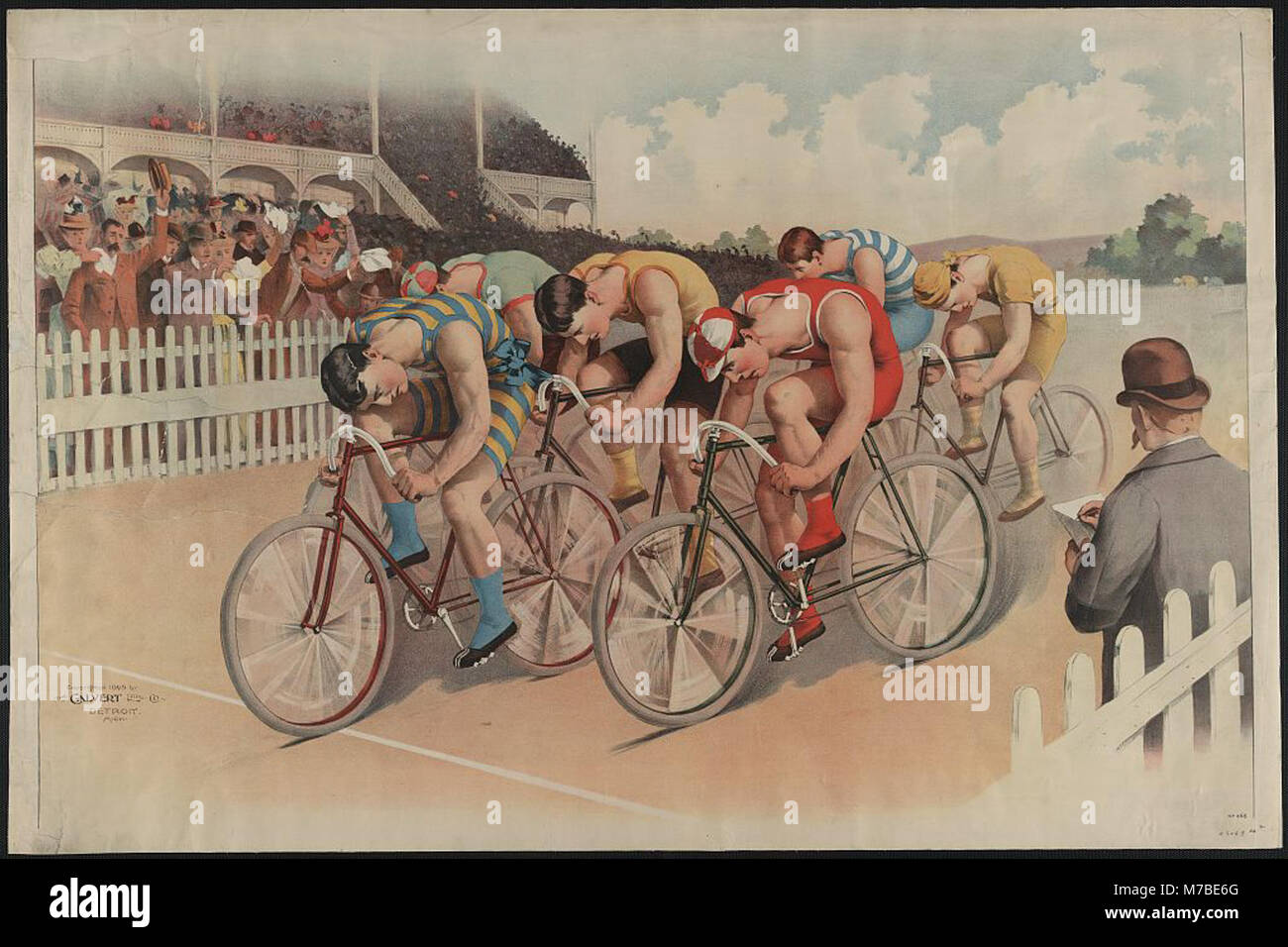 A dynamic scene depicting a bicycle race, likely capturing the speed ...