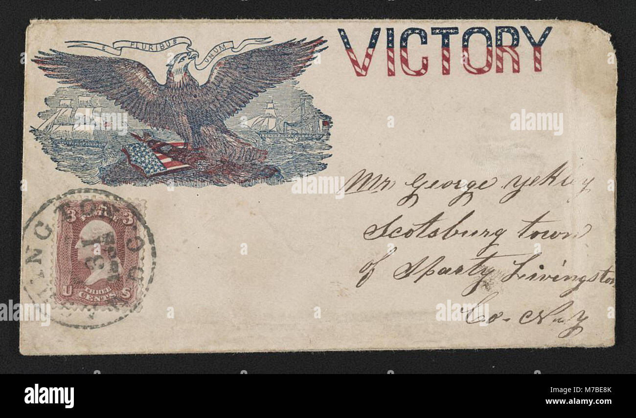 This Civil War-era envelope features a design with an eagle and shield ...