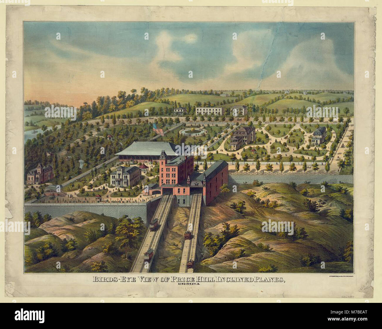 A birds-eye view of the inclined planes of Price Hill in Cincinnati ...