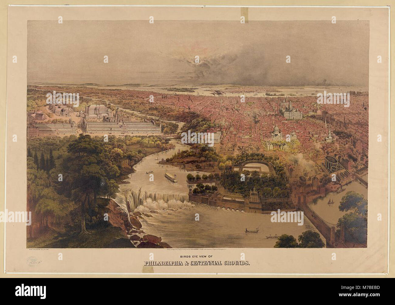 An aerial photograph showing Philadelphia and the Centennial Grounds ...