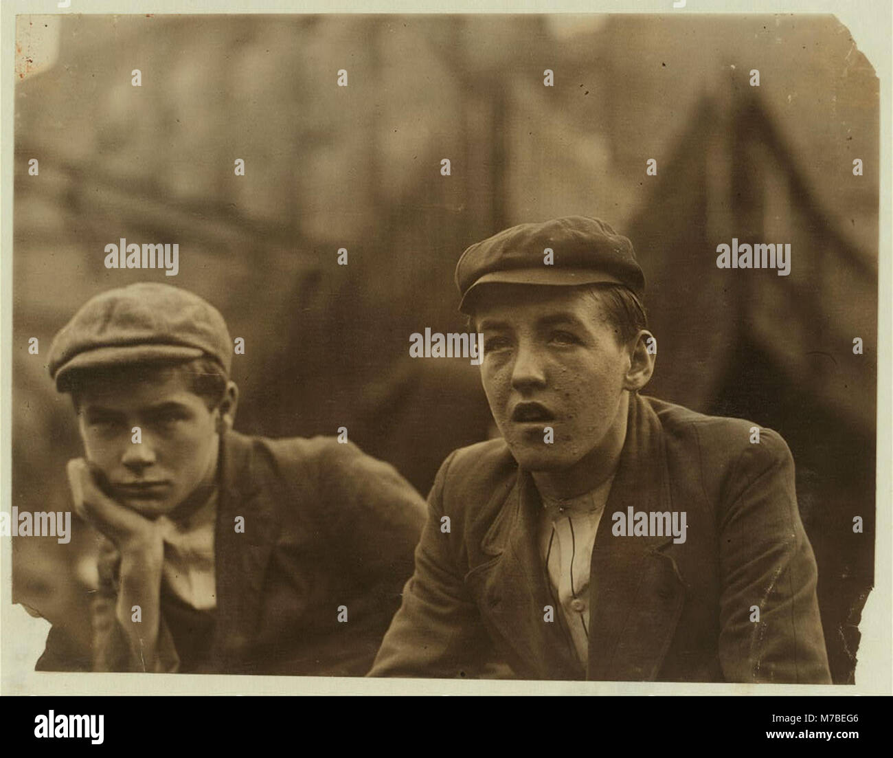 A photograph of boys working in the bleach room at Pacific Mills ...