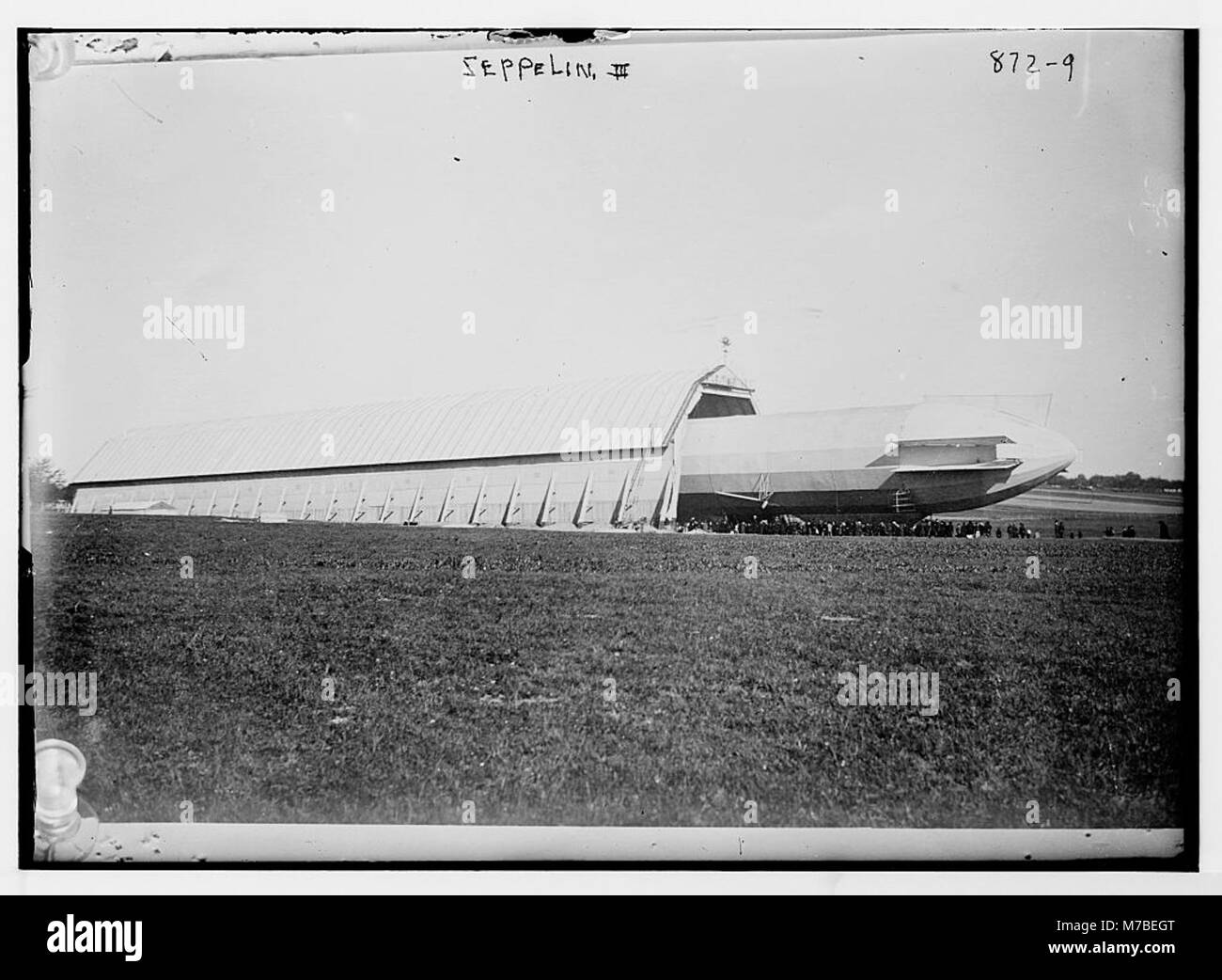 This image shows the Zeppelin No. 3 blimp housed in a ground shed ...