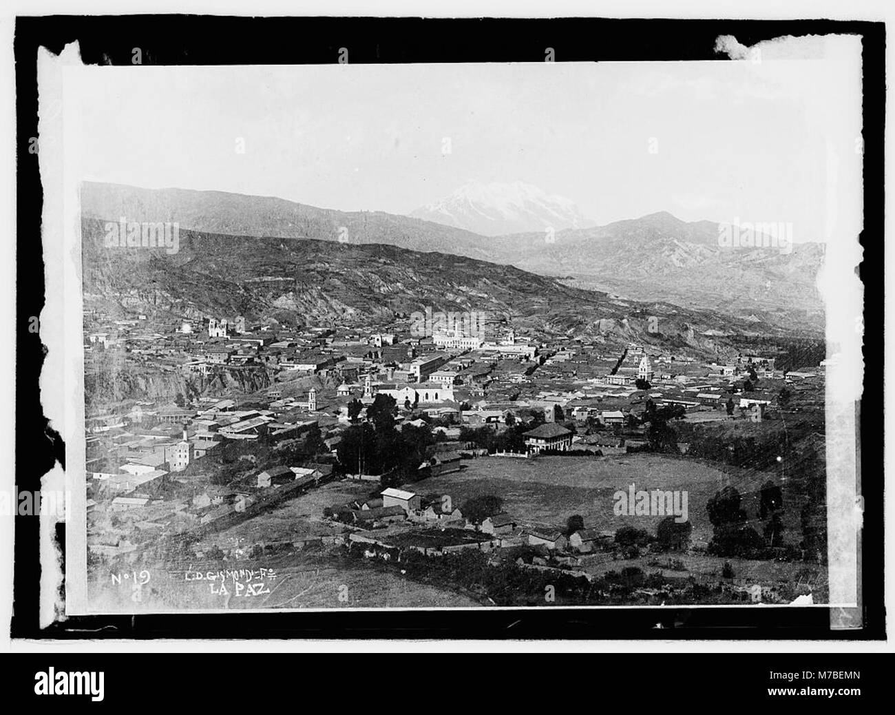 A view of La Paz, Bolivia, with the Illimani mountain towering in the ...