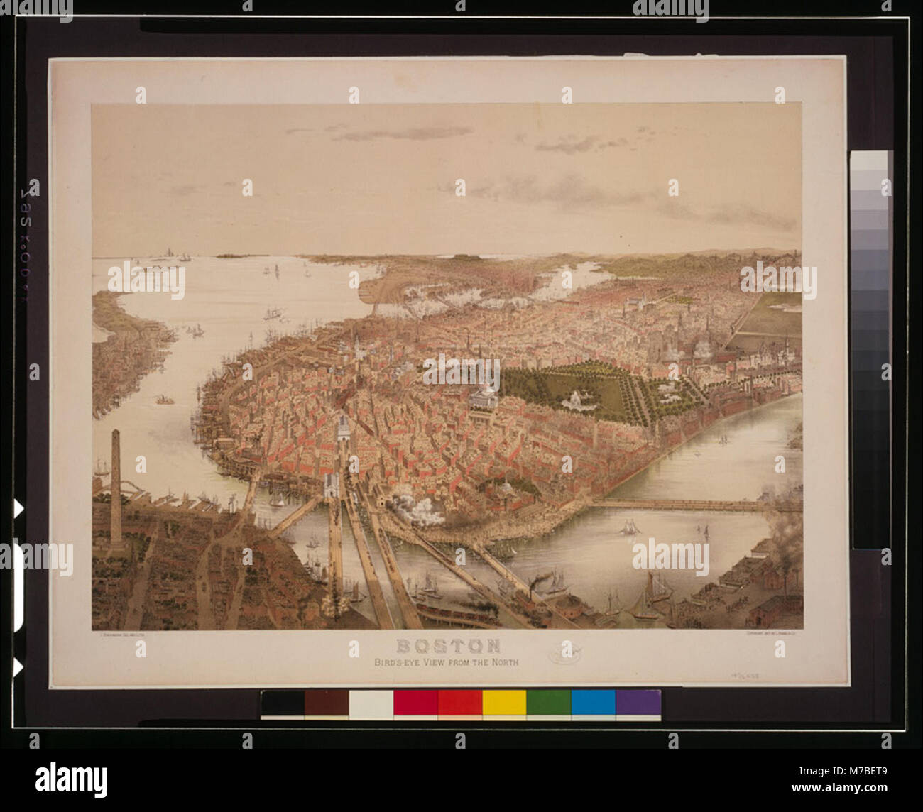 A bird's eye view of Boston from the north, showcasing the city's ...