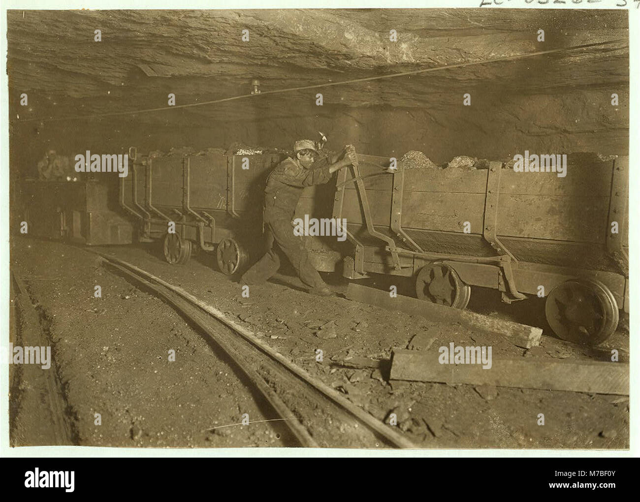 Boy braking on motor train 10 hrs. a day. Where mining, loading, etc ...