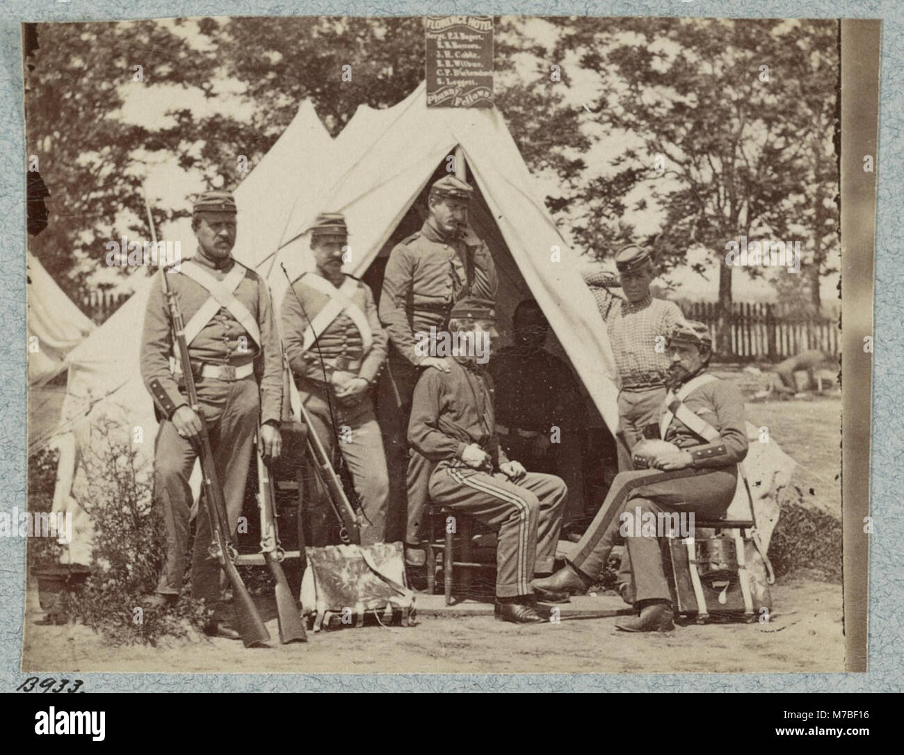This historical image depicts the 7th New York State Militia at Camp ...