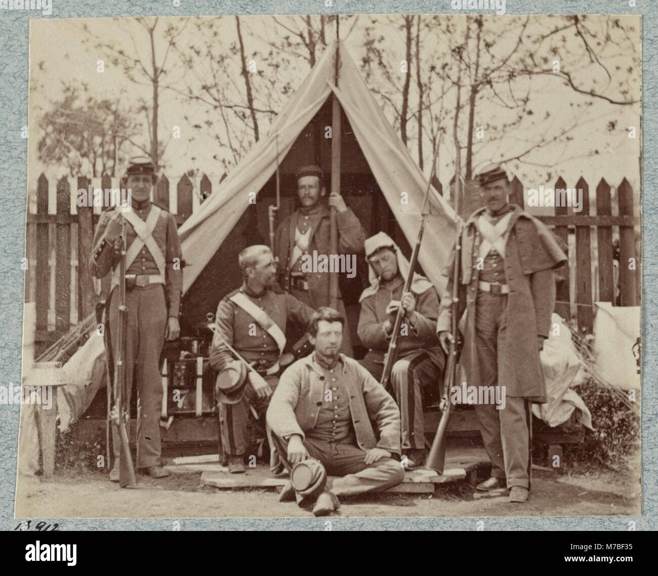 The image shows the 7th New York State Militia at Camp Cameron ...