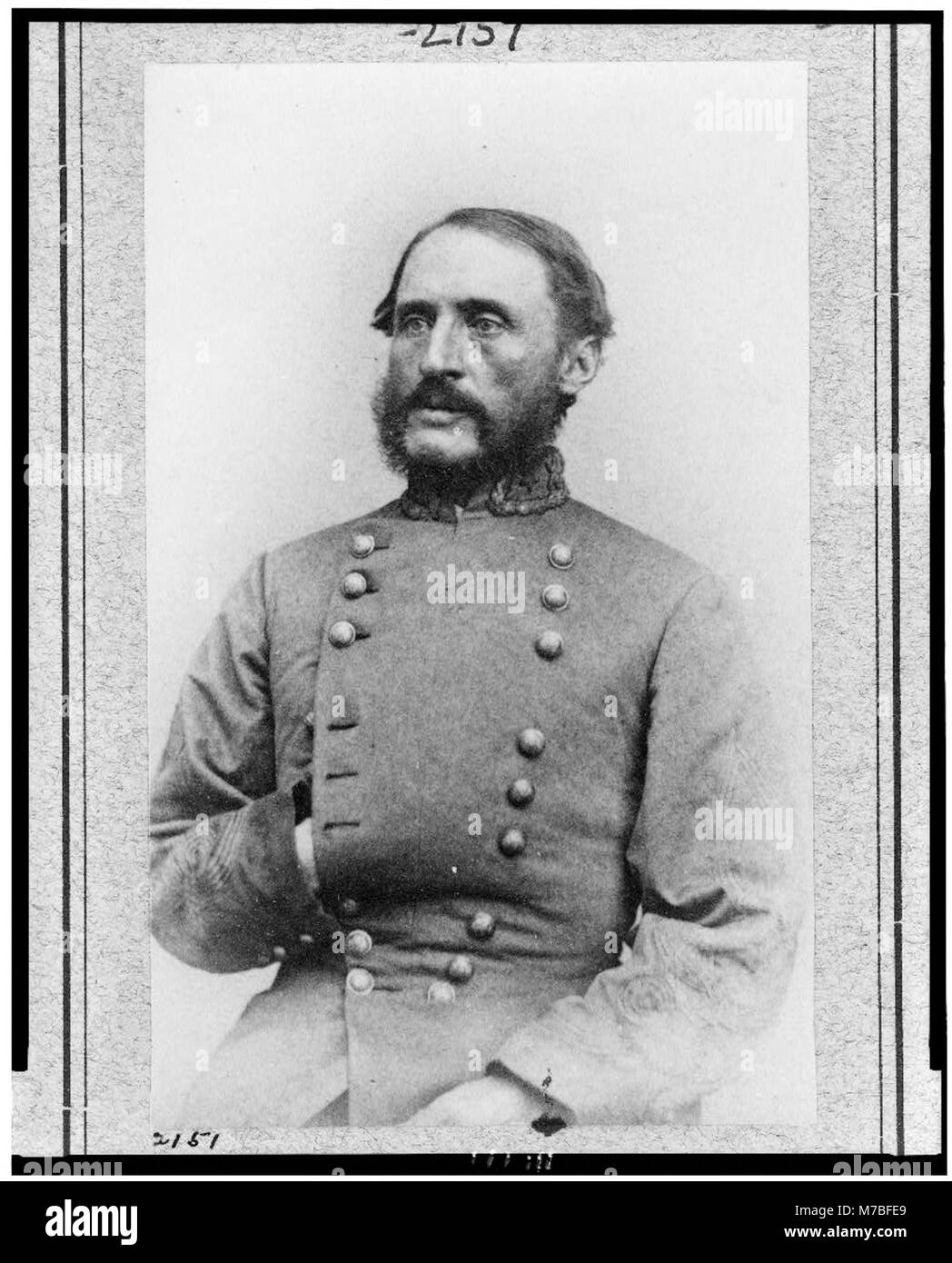 Brigadier General Thomas L. Clingman is shown in a half-length portrait ...