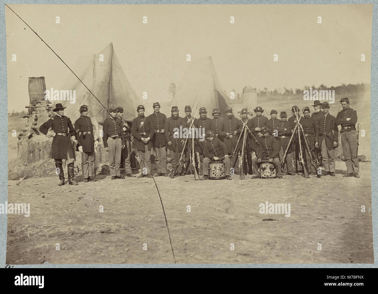 This historical photograph depicts the 61st New York Infantry during ...