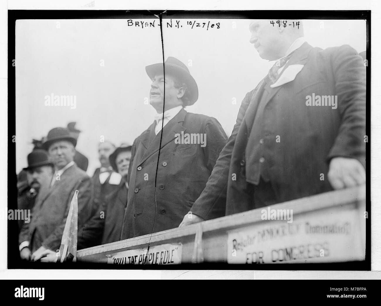 This image features a portrait of William Jennings Bryan, an influential American politician and ...