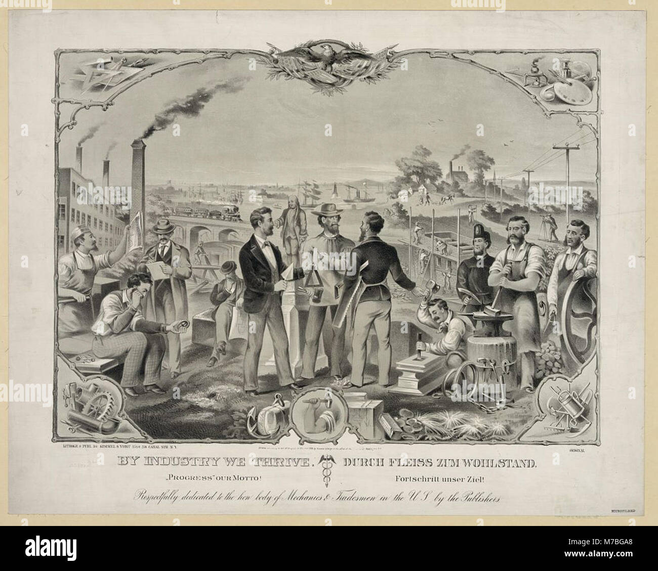 By industry we thrive. 'Progress' our motto! LCCN2003666968 Stock Photo ...