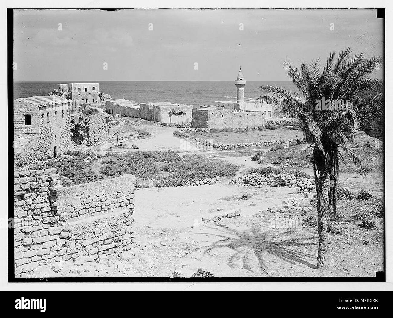 Photograph of the southern section of the Crusader wall in Caesarea ...