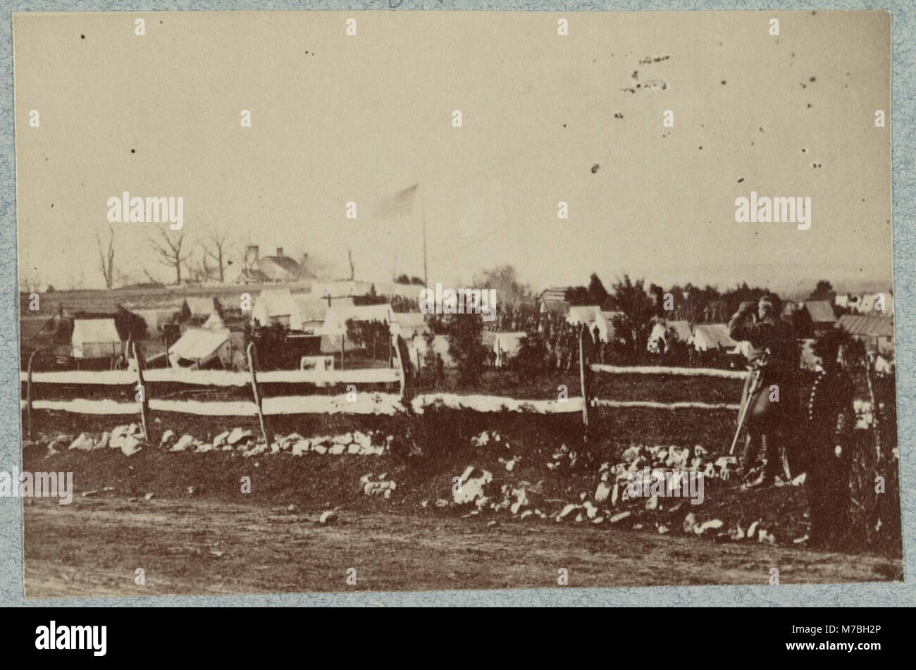 This photograph captures the camp of the 55th New York Infantry ...
