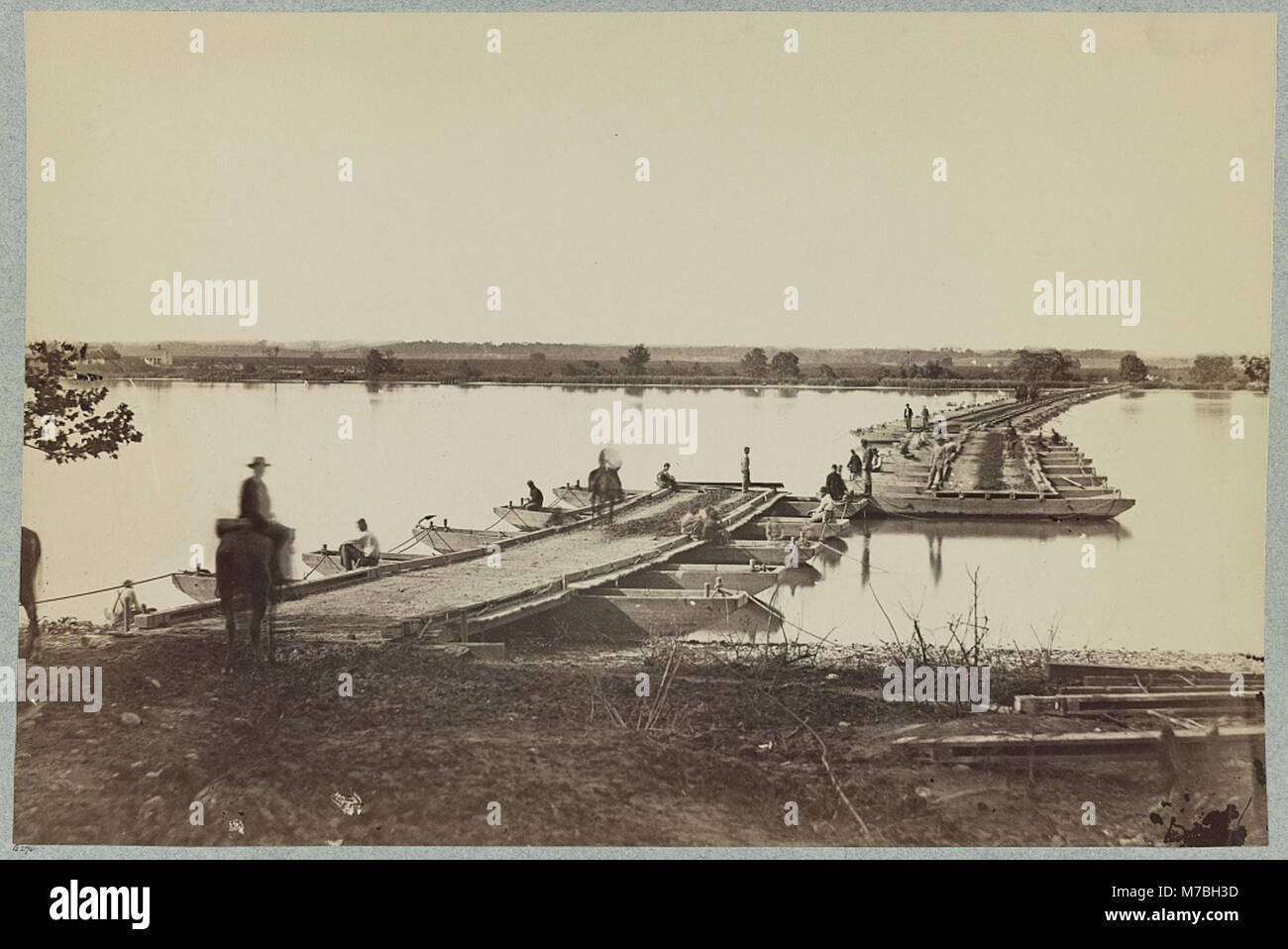 A pontoon bridge on the James River at Deep Bottom, Virginia, used ...