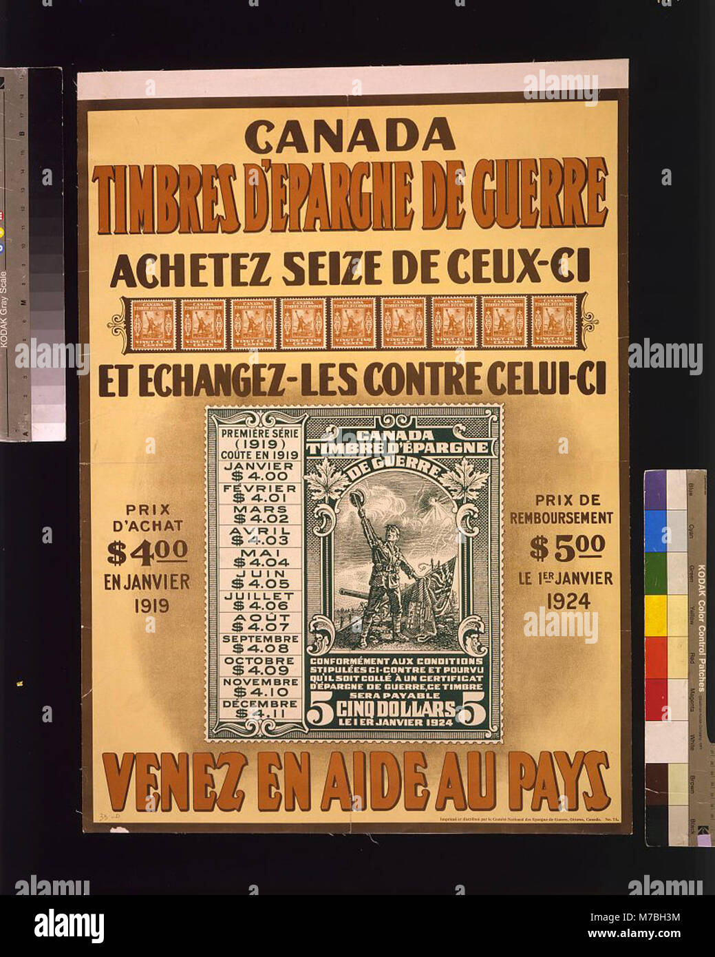 A World War I era Canadian poster promoting war savings stamps, with ...