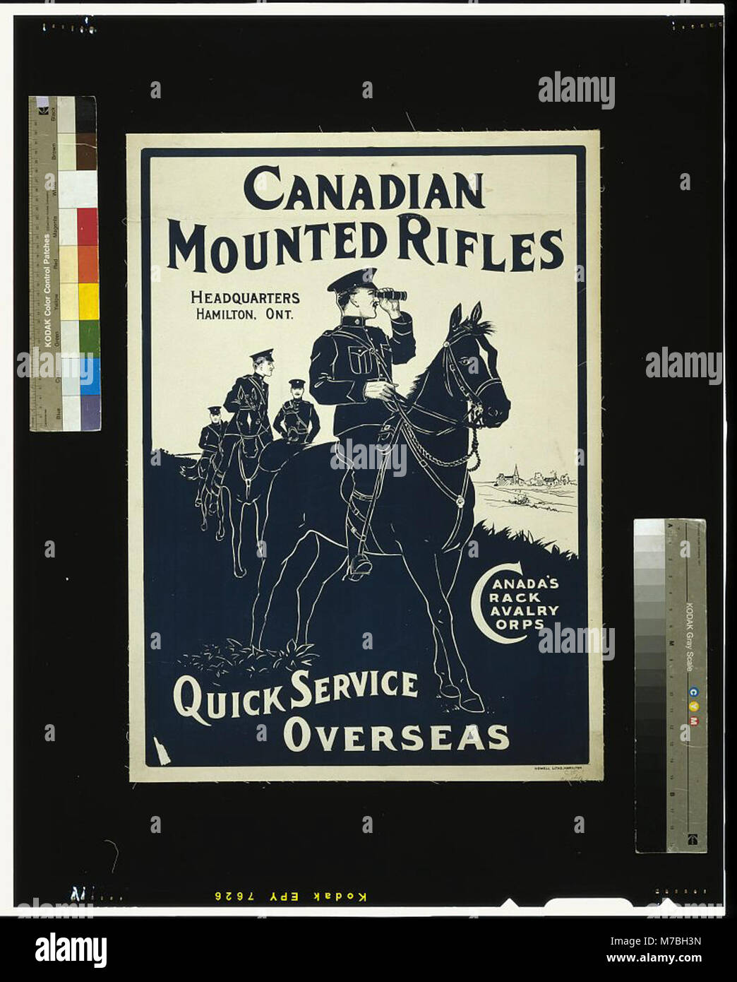 A historical photograph of the Canadian Mounted Rifles, a military ...