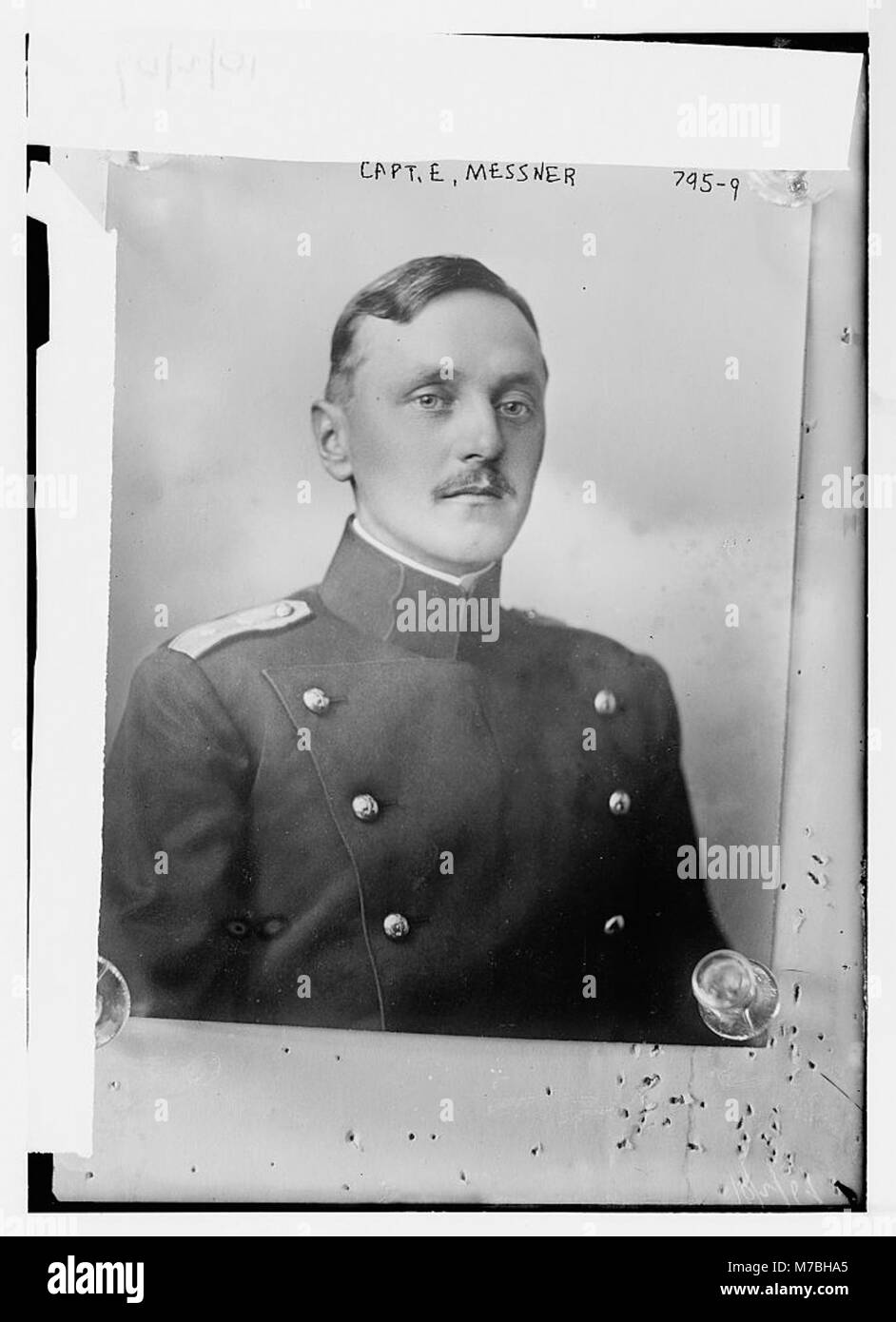 A photograph of Captain E. Messner in military uniform, capturing a ...