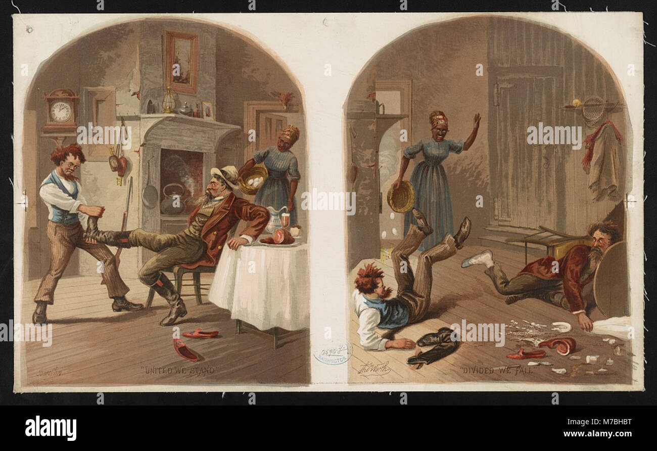 A historical lithograph featuring the motto 'United we stand' by Jones ...