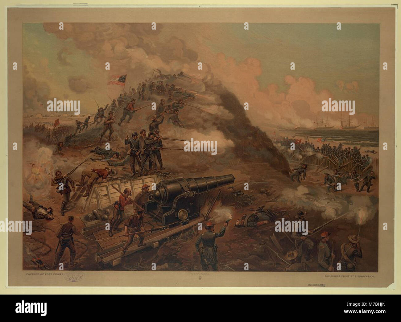 The 'Capture of Fort Fisher' print by J.O. Davidson, reproduced by L ...