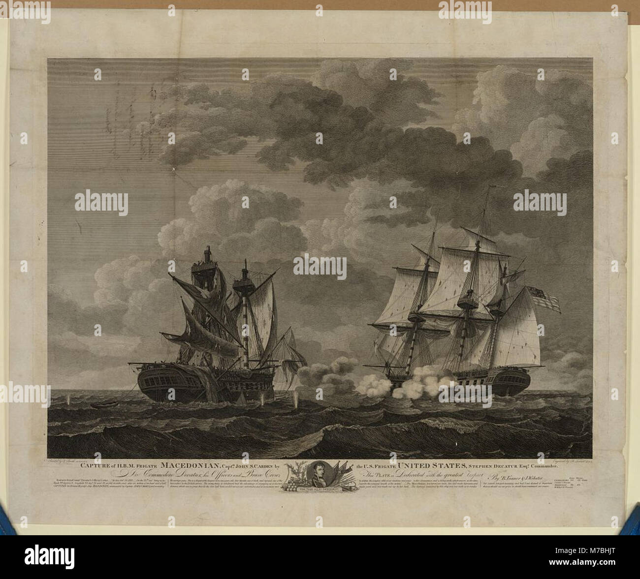 This historical naval scene depicts the capture of H.B.M. Frigate ...