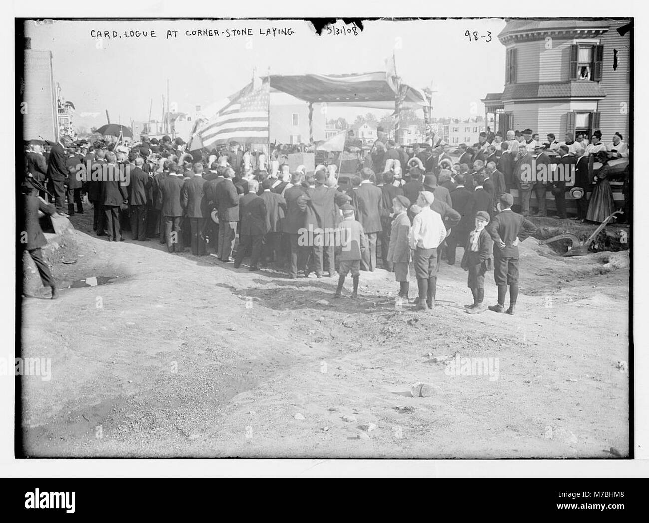 A photograph showing Cardinal Logue laying the corner-stone of St ...