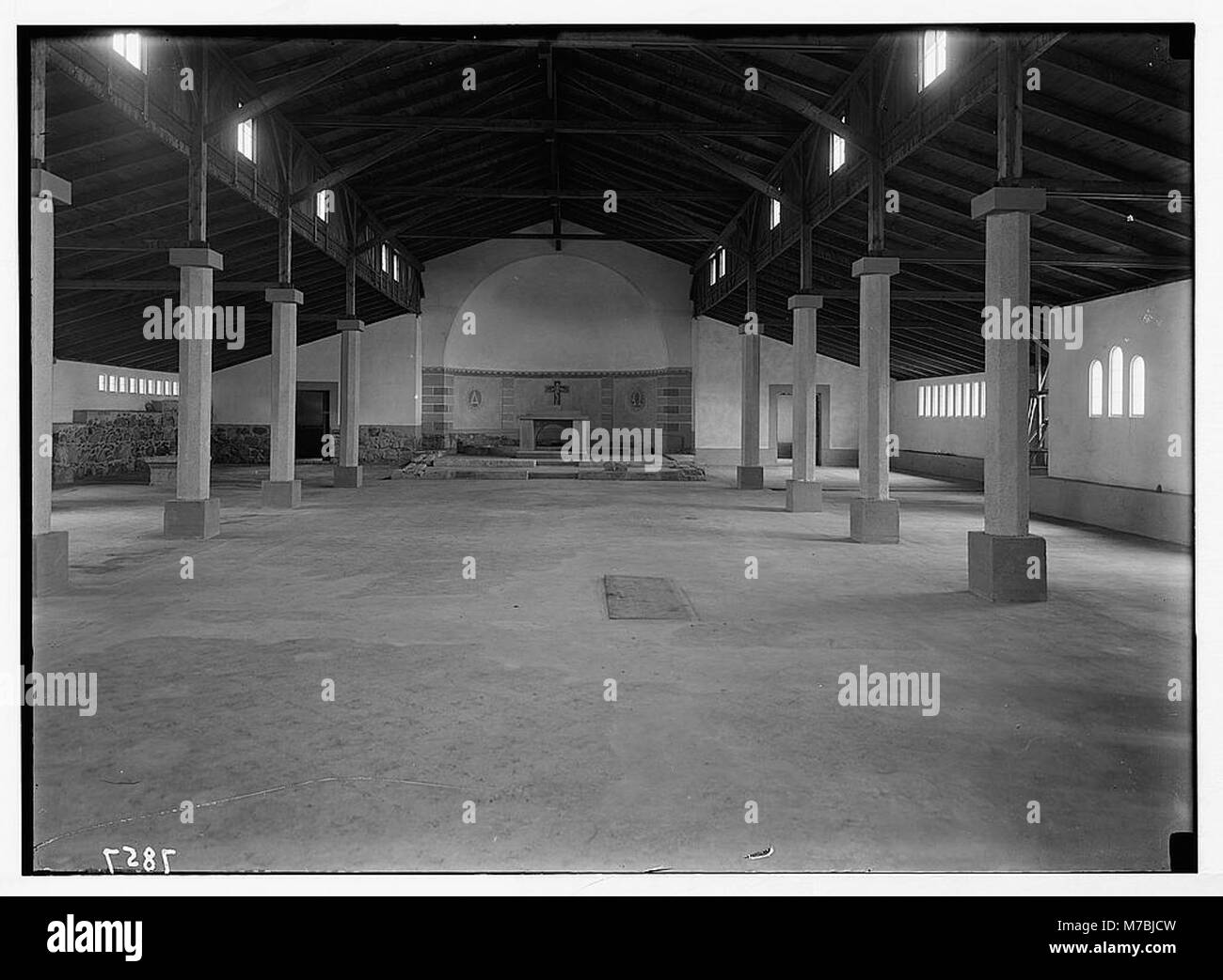A photograph of the interior of a Byzantine chapel at Tabgha, Israel ...