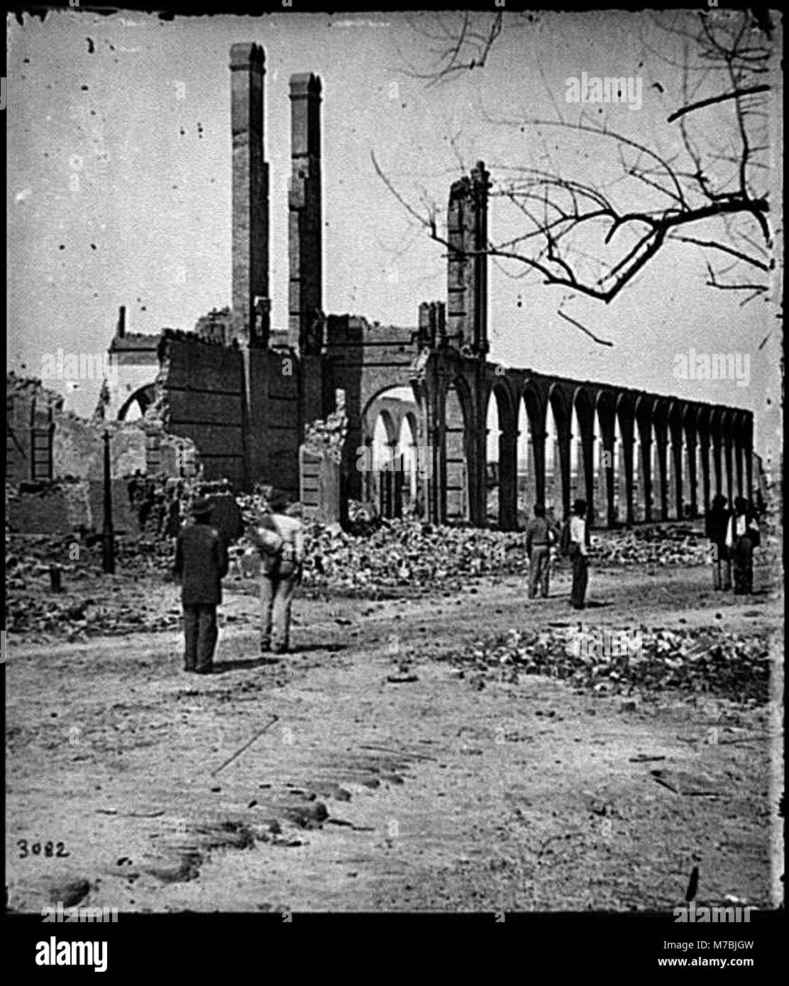 A photograph of the ruins of the North Eastern Railroad depot in ...