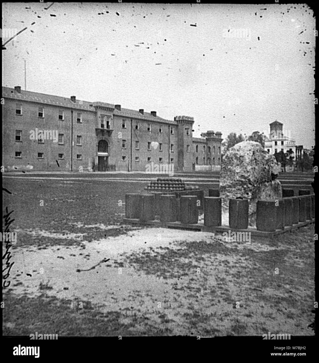 A photograph of The Citadel, viewed across Marion Square in Charleston ...