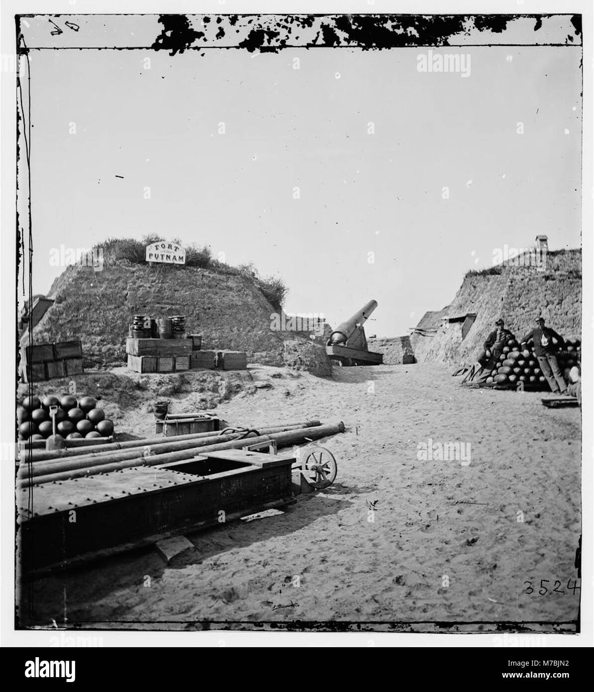 A historical photograph capturing the interior of Fort Putnam on Morris ...