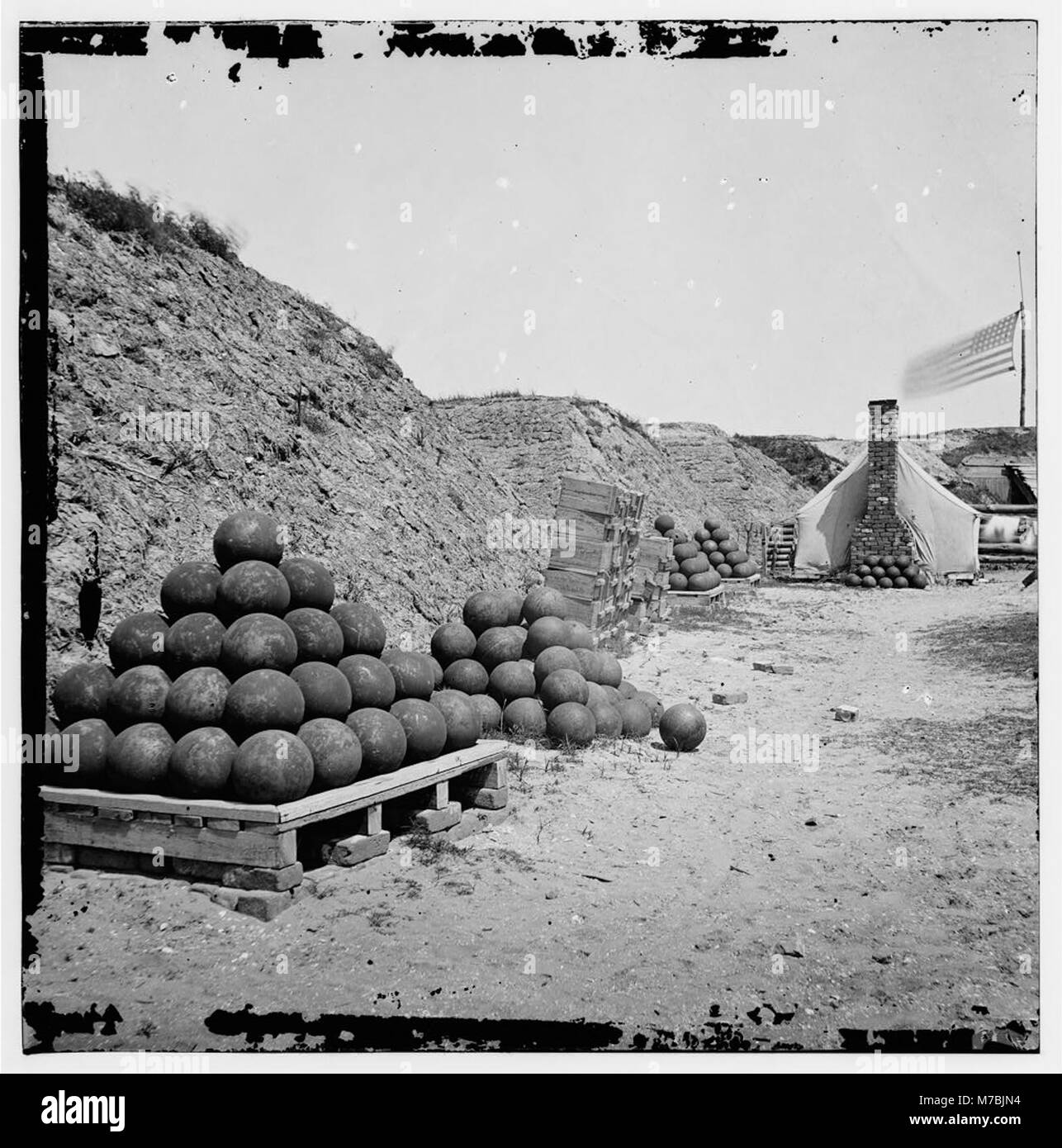 Interior view of Fort Johnson, located on Morris Island near Charleston ...