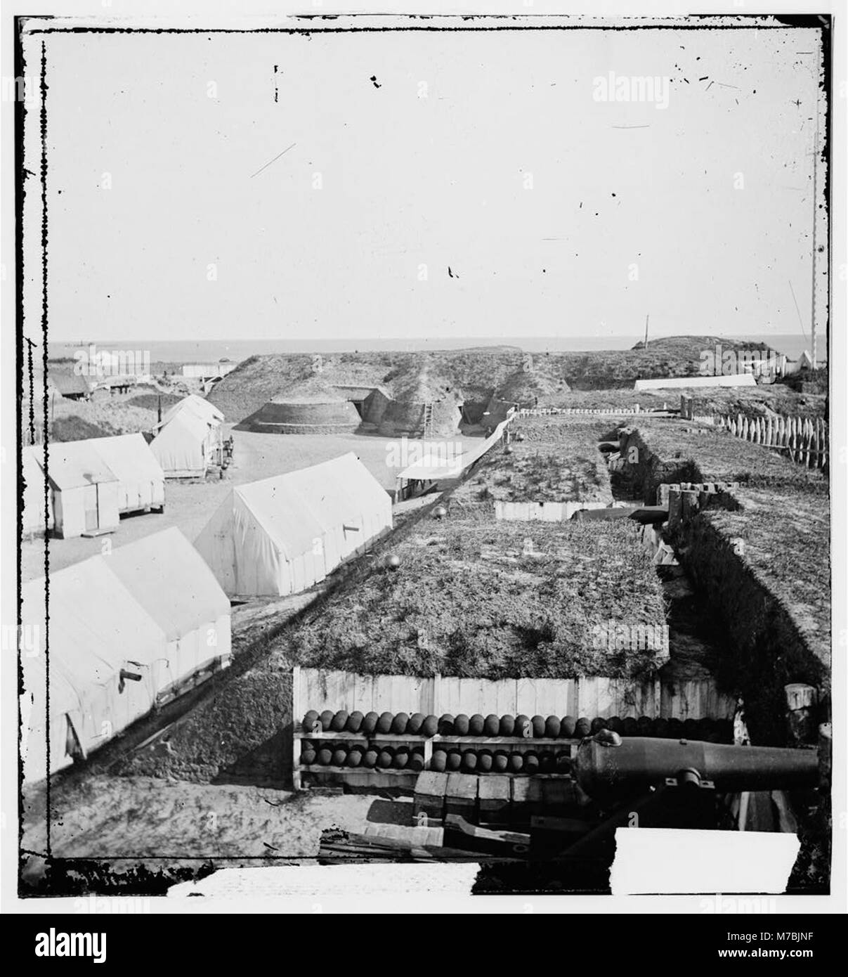 Interior view of Fort Wagner in Charleston, South Carolina, showing the ...