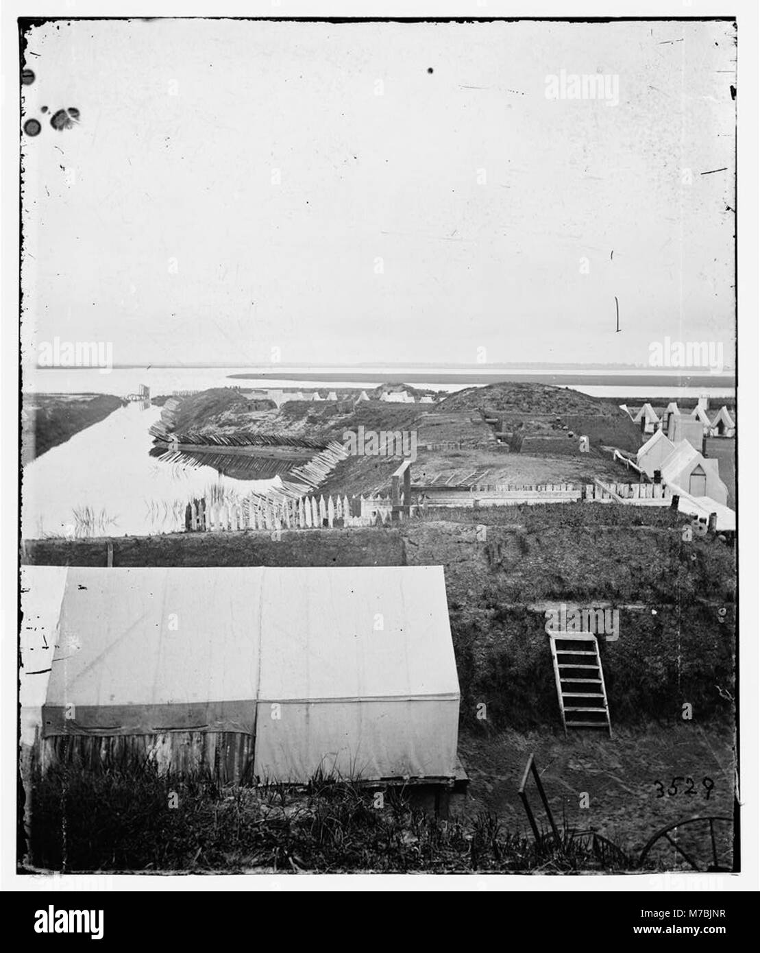 A view from the south parapet of Fort Wagner on Morris Island, located ...