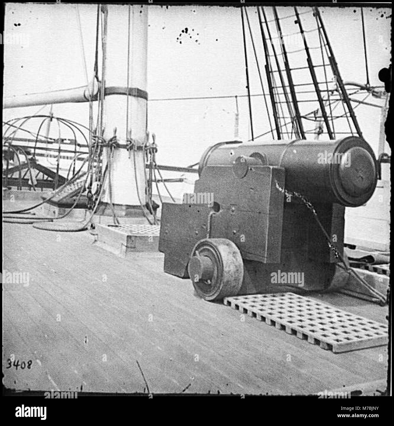 This image shows a 24-pounder howitzer mounted on the deck of the U.S.S ...
