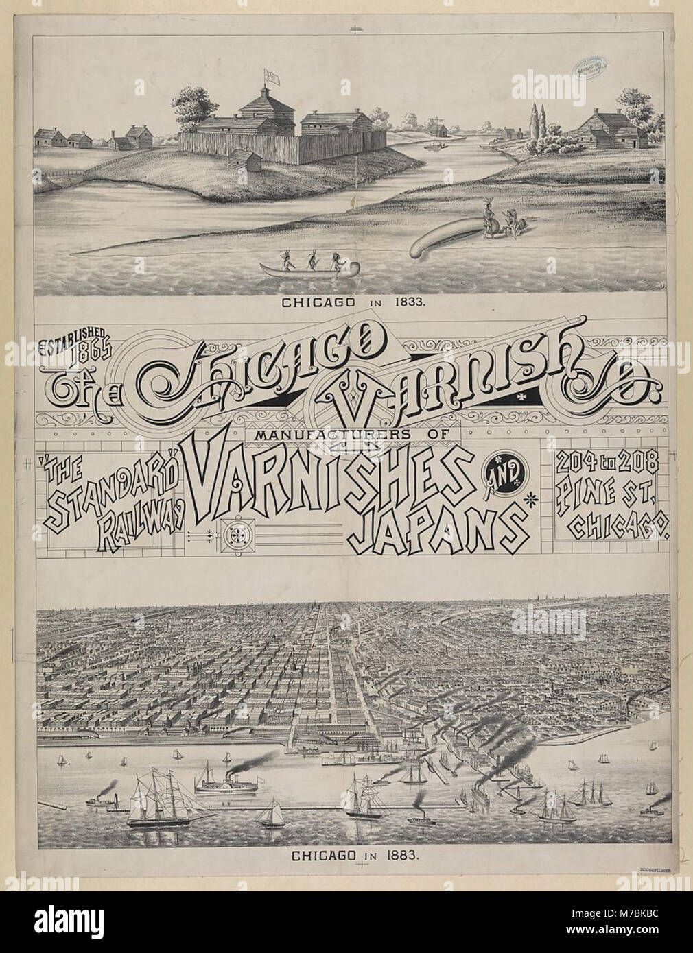 A comparative view of Chicago, showing the city as it appeared in 1833 ...