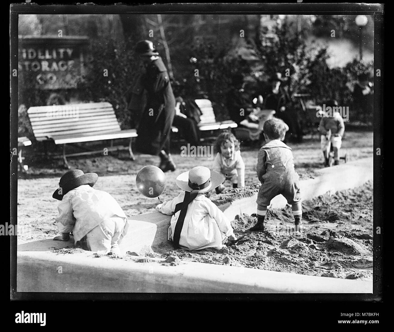 Vintage children playing photograph Black and White Stock Photos ...