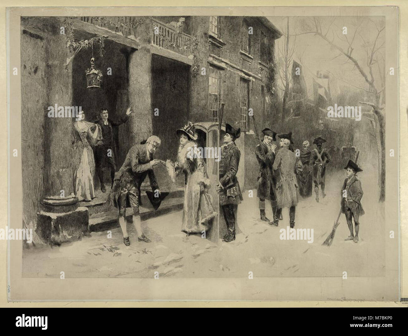 A depiction of Christmas Eve celebrations during colonial times in ...