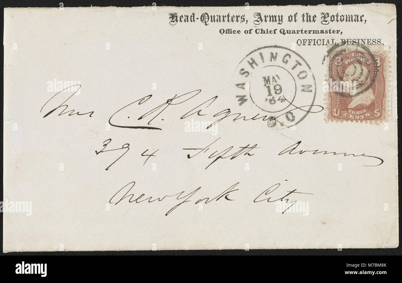 A Civil War-era envelope from the headquarters of the Army of the ...
