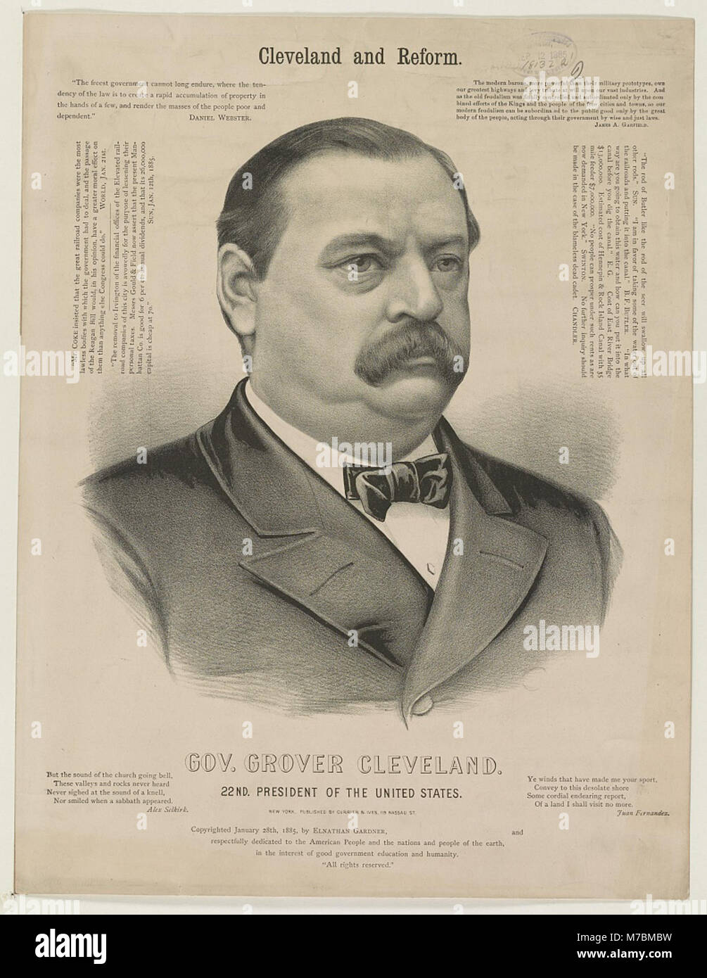 A photograph of Grover Cleveland, the 22nd President of the United ...