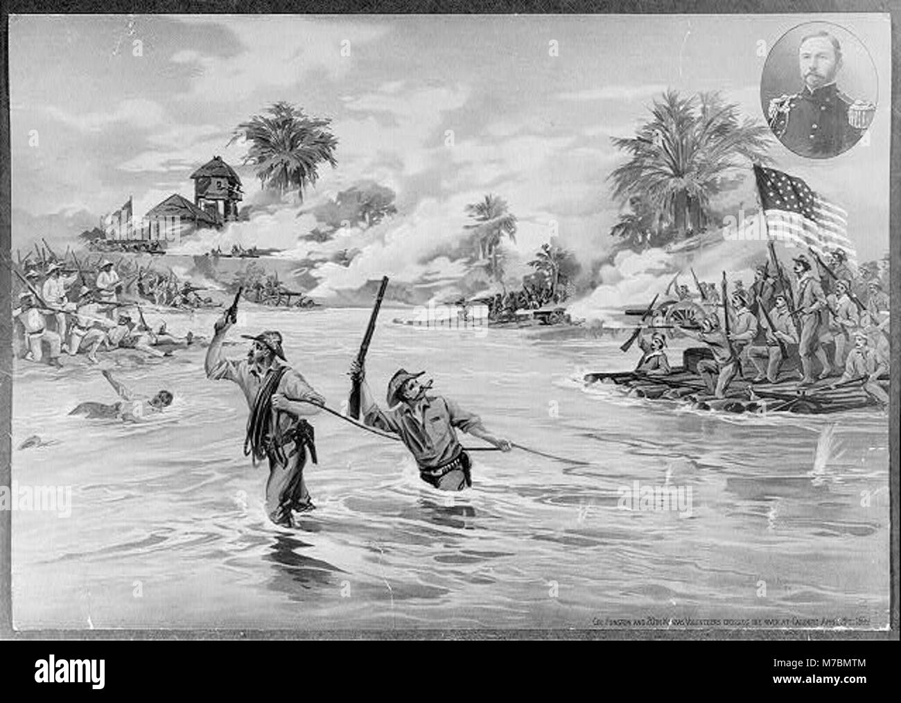 Colonel Funston and the 20th Kansas Volunteers crossing the river at ...