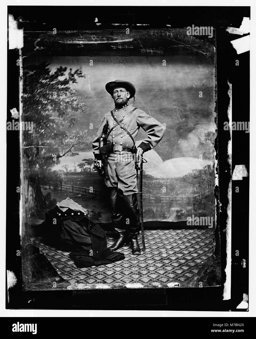 This portrait features Colonel John S. Mosby, a Confederate officer ...
