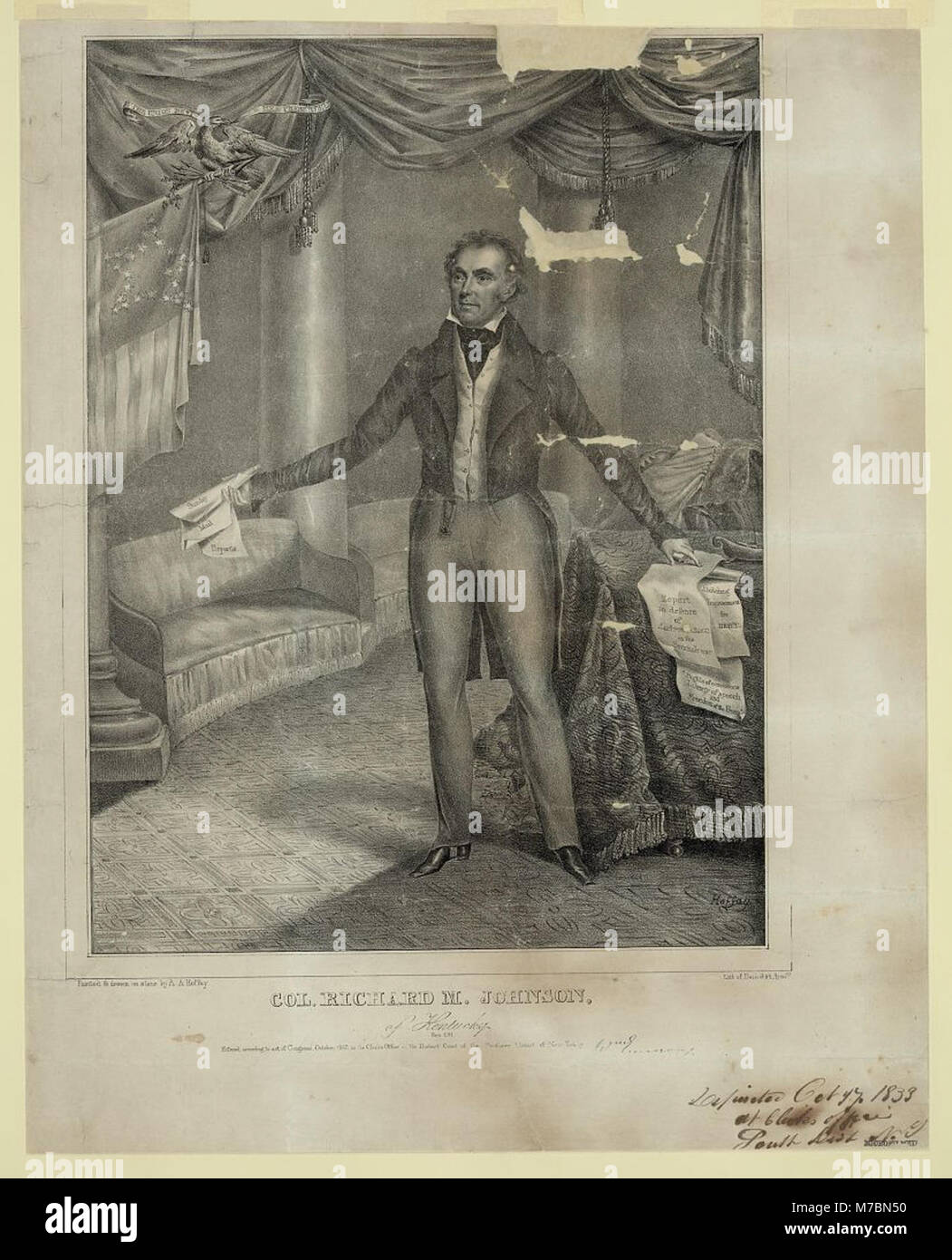 A lithograph portrait of Colonel Richard M. Johnson of Kentucky, born ...